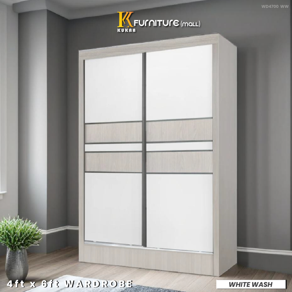 [FREE INSTALLATION] 2 Door Wardrobe | 4ft x 6ft Sliding Door | Almari ...