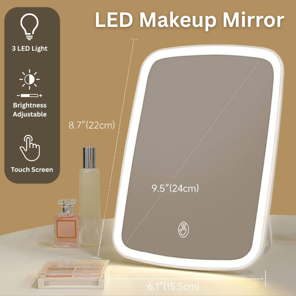 Makeup Mirror 3 Color LED Touch Switch Control With Portable Makeup ...