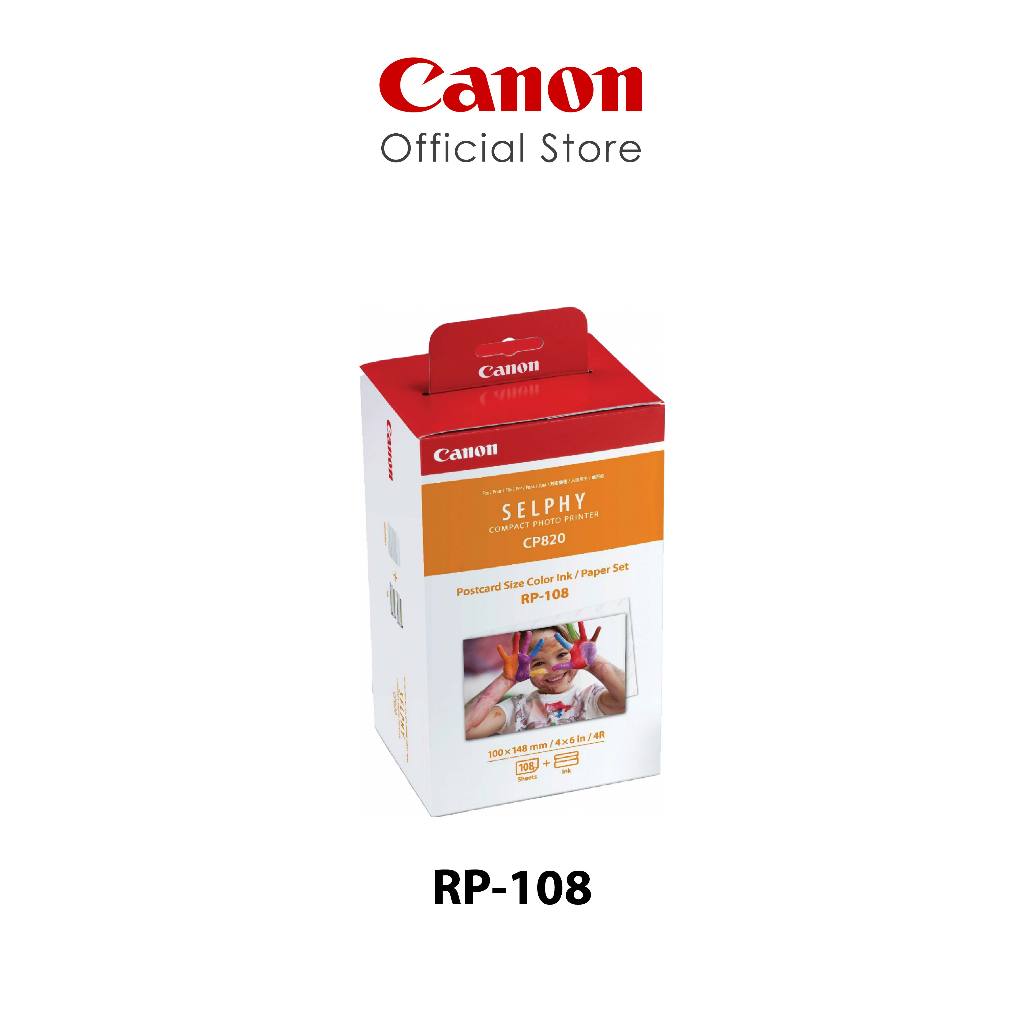 Canon RP-108 Paper Set for SELPHY CP1000 / CP1200 / CP1300 / CP15000 | 4R Size Paper + Ink ...