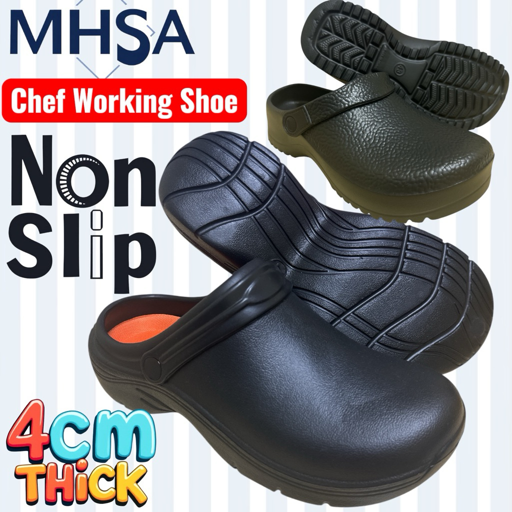 CHEF KITCHEN Lelaki Kerja Selipar DAPUR Kasut Anti Slip Murah KITCHEN ...