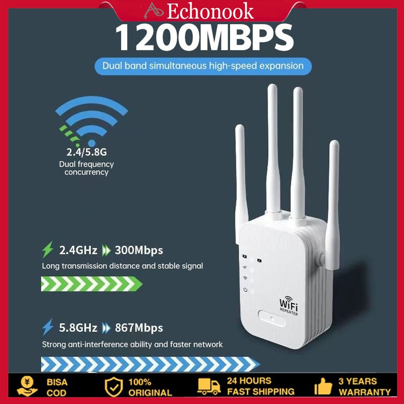 【1200Mbps 】WiFi Repeater Wireless 5G 2.4G Dual-band WIFI Extender 802.11ac WiFi Amplifier WiFi ...