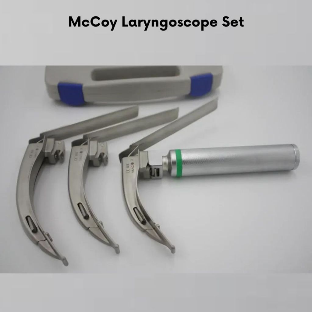 Fiber Optic McCoy Laryngoscope Set with 4 Blades (#1-4) & Medium Handle ...