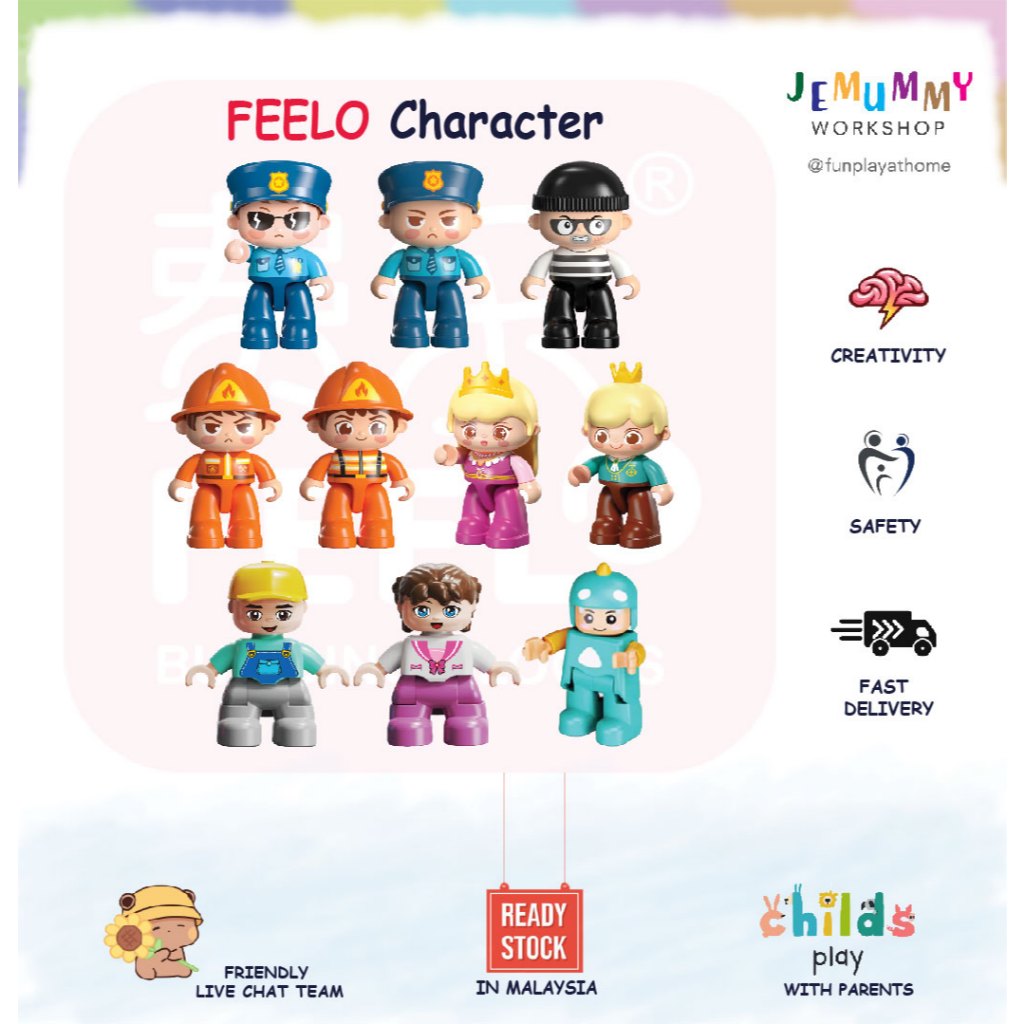 FEELO Newest Big Size Building Blocks Compatible Lego Duplo Boys and ...