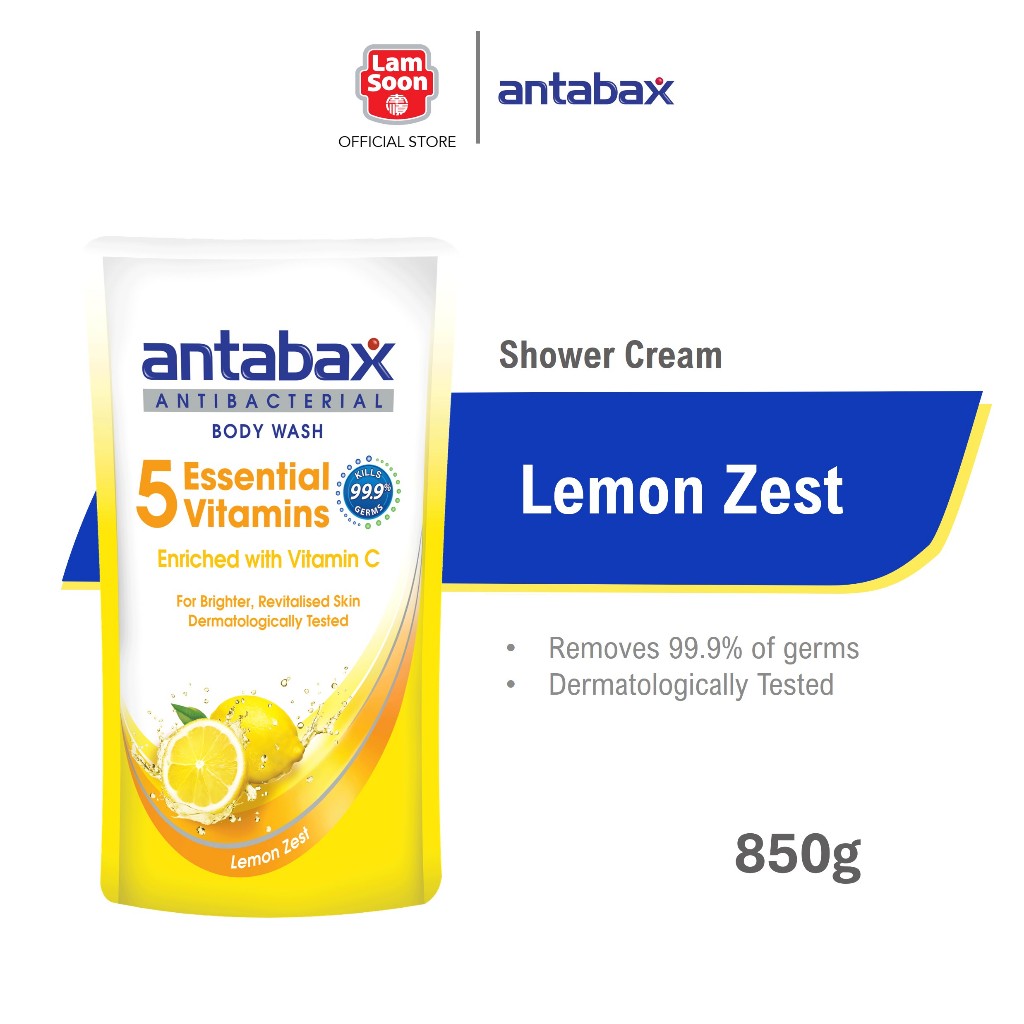 Antabax Antibacterial Shower Cream Lemon Zest (Refill Pack) 850g ...