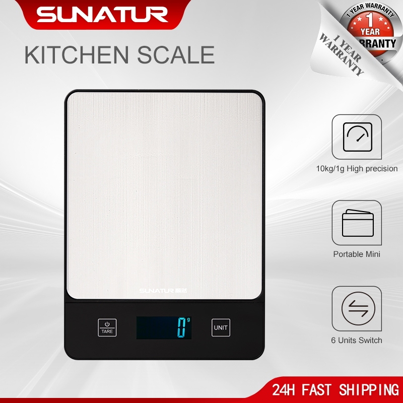 SUNATUR Stainless Steel Digital Kitchen Scale 10kg/1g High Accuracy ...