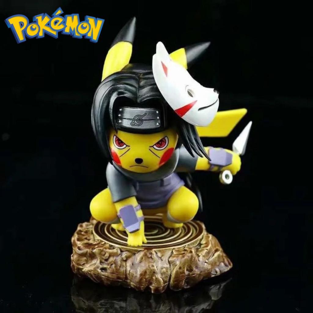 Pokemon x Naruto Shippuden Pikachu Cos Anbu Uchiha Itachi 11cm Action ...
