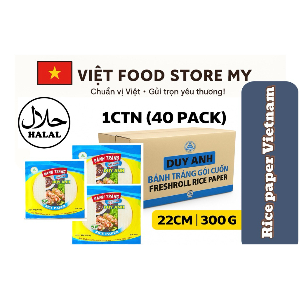 Halal food 1 box(40pkt)vietnamse rice paper 22cm (300g 1 pkt 37 pcs ...