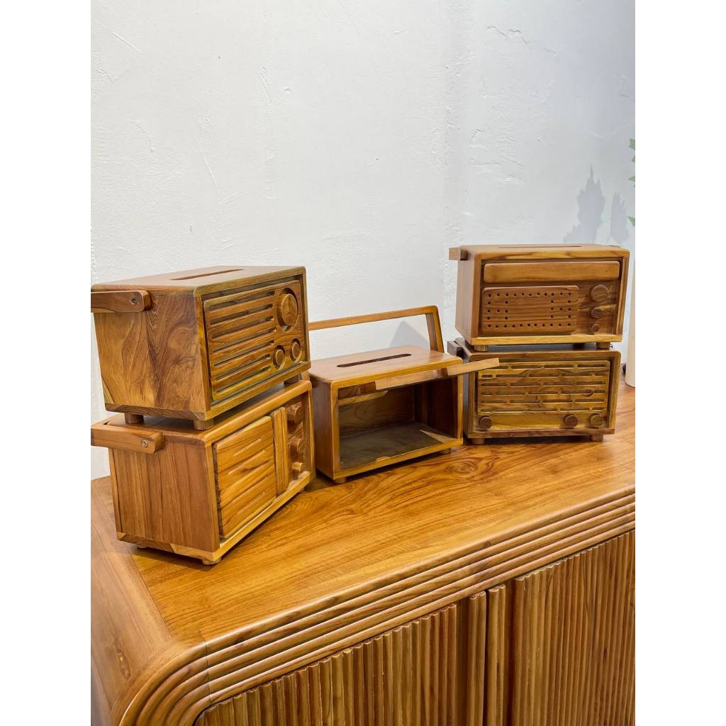 Kotak Tisu Retro Radio Kayu Jati | Vintage Tissue Box | Shopee Malaysia
