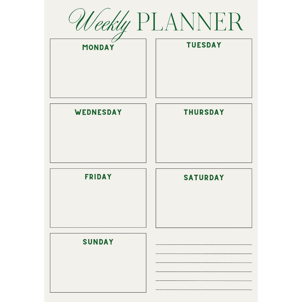 Weekly Planner Calendar Template Ready To Print A4 size | Shopee Malaysia