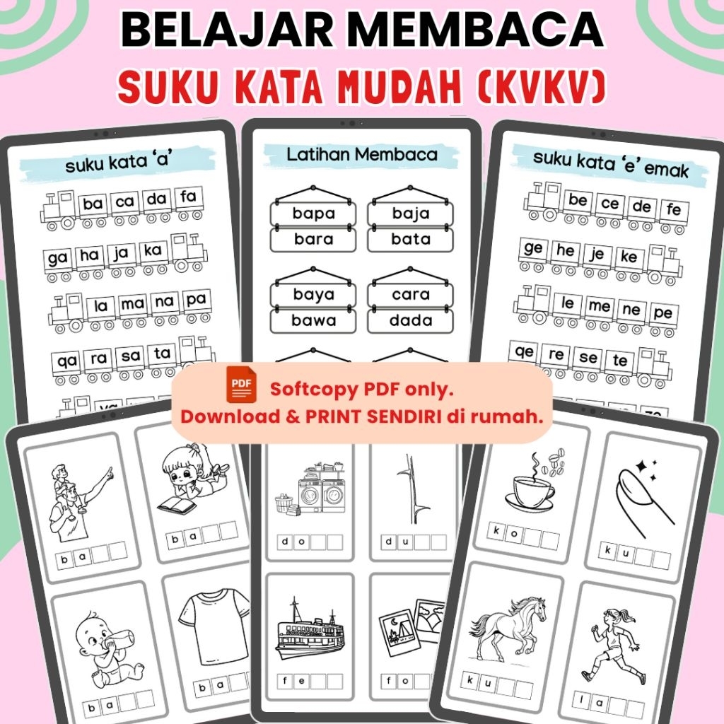 [PDF] BELAJAR MEMBACA - SUKU KATA MUDAH (kvkv) - Children Book Kids Learning Preschool ...