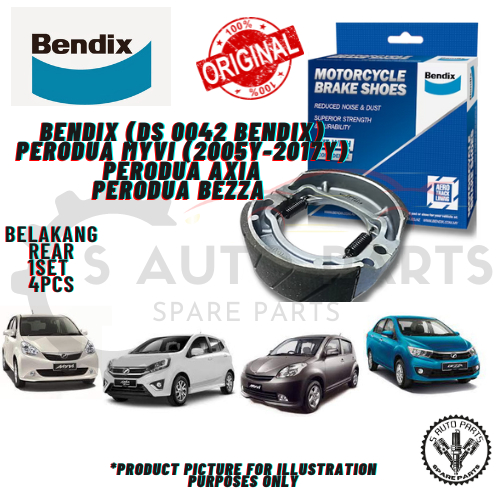 PERODUA MYVI / AXIA / BEZZA belakang REAR BRAKE SHOE BRAND BENDIX ...