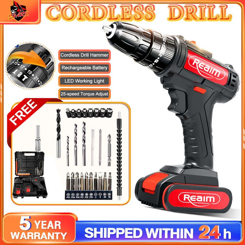 Cordless Electric Drill Drill Set Drill Cordless Screwdriver Lithium ...