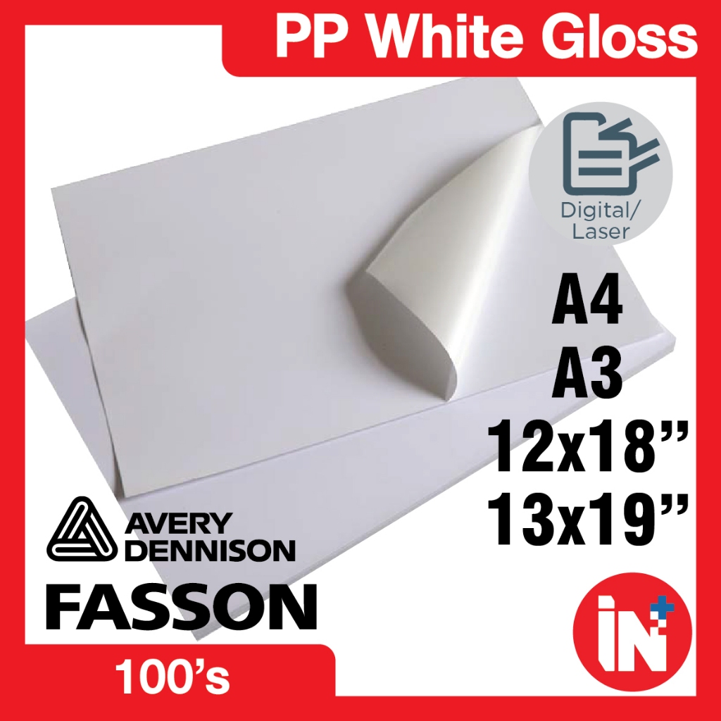 FASSON PP White Gloss 100's A3 13x19 12x18 Label PVC Material ...