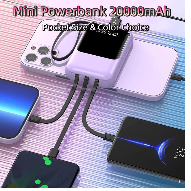 Fast Charging Mini Power Bank Four Ports USB Type-C Flashlight 20000 ...