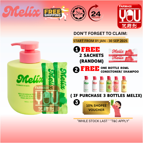 [YOUPHARMACY] Melix Summer Rain Shampoo 500ml (FOC 2 SACHETS ) | Shopee ...