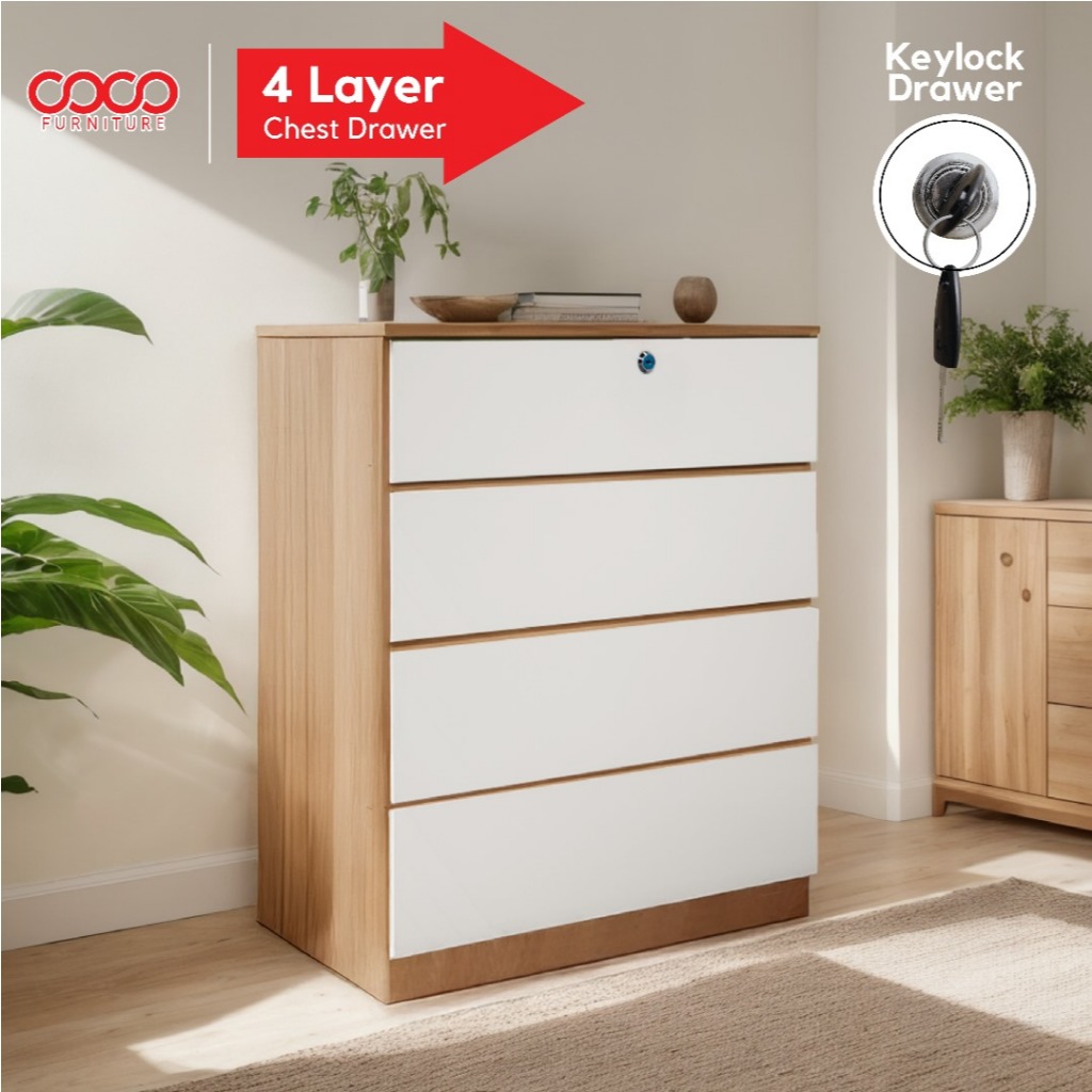 COCO Chest Drawers 4 Layer / Storage Cabinet / Almari Laci / 4 Laci ...