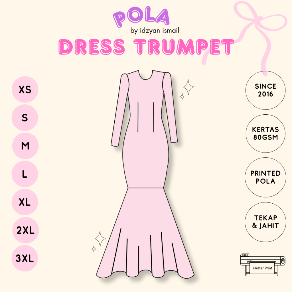 MUDAH JAHIT POLA DRESS TRUMPET POLA DRESS DEWASA POLA DRESS PENGANTIN ...