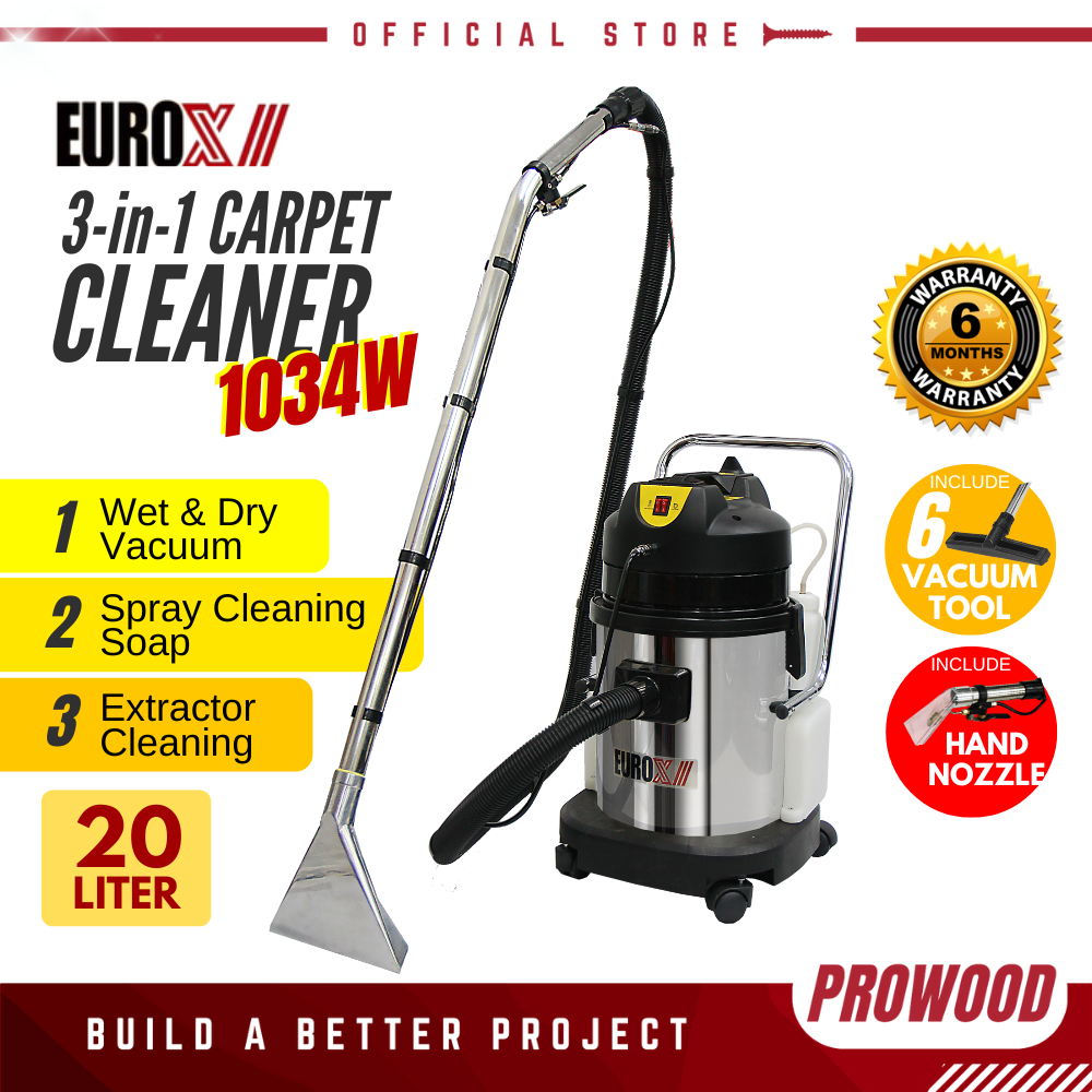 EUROX Heavy Duty 3 In 1 Carpet Extractor Vacuum Cleaner 20L 1034 Watt ...