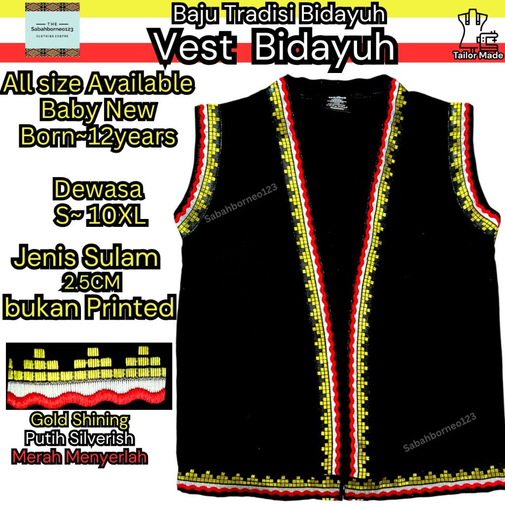 (NEW Arrival) Bidayuh Costume vest bidayuh vest lelaki bidayuh baju ...