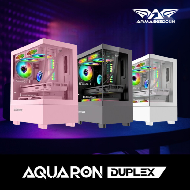Armaggeddon Aquaron Duplex MATX Gaming PC Case with Tempered Glass Side ...