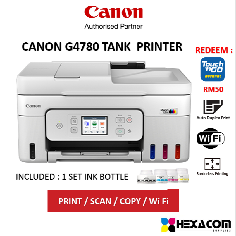 Canon PIXMA G4780 MegaTank Wireless All-In-One Printer(Print/Scan/Copy ...