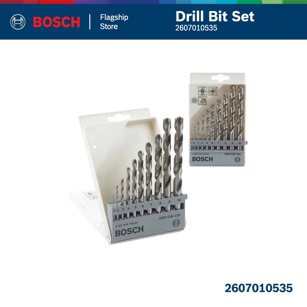BOSCH 10pcs HSS-G DIN 338 Metal Drill Bit Set - 2607010535 | Shopee Malaysia