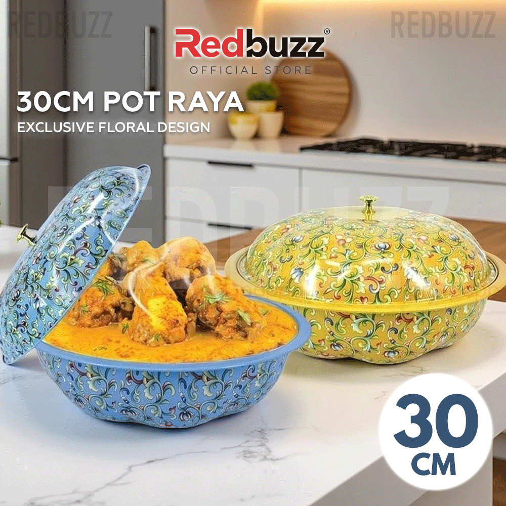 REDBUZZ Floral Pot With Lid 30cm Large Capacity Food Storage Container ...
