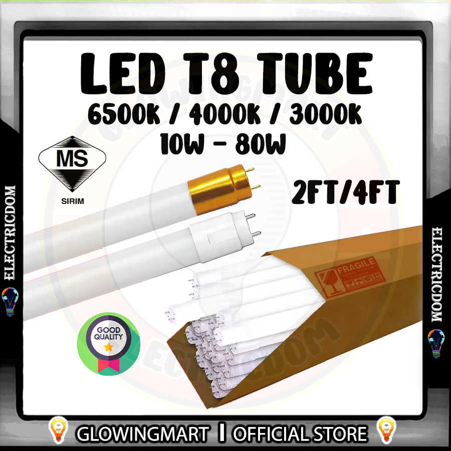 LED TUBE T8 Lampu Kalimantang 2FT/4FT 10W 18W20W 30W 45W 60W 80W Ceiling Wall Light Home ...