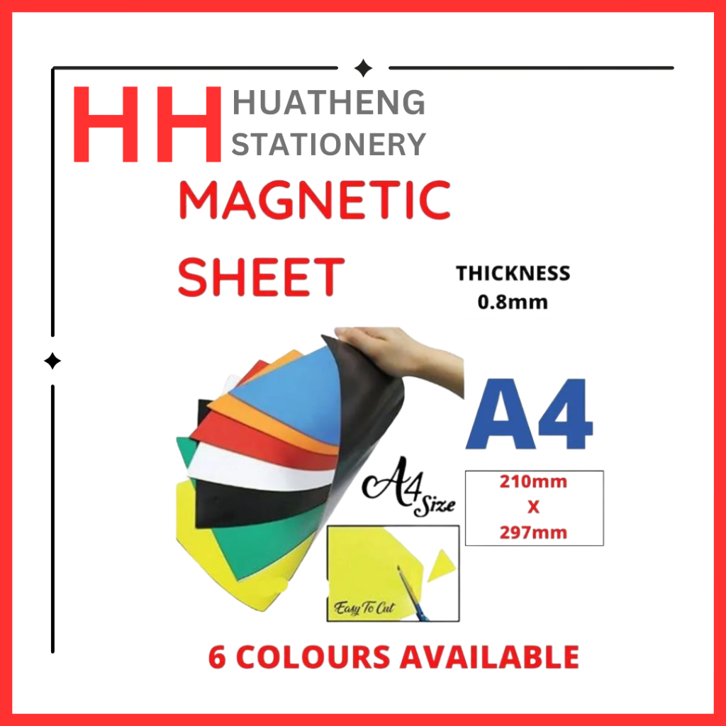 A4 Soft Magnet Sheet / 6 Colours Magnet A4 Size / Magnetic Whiteboard ...