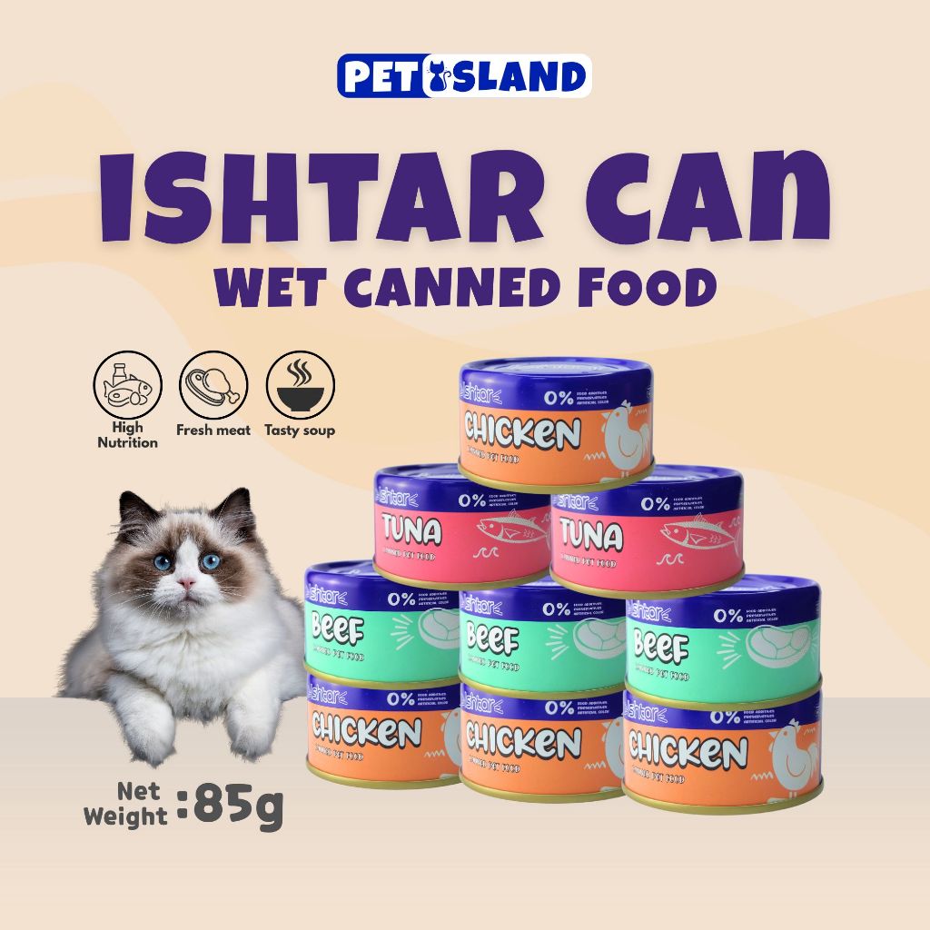 ISHTAR Wet Food Cat Canned Tin Cat Can Food Cat Wet Food Makanan Kucing ...