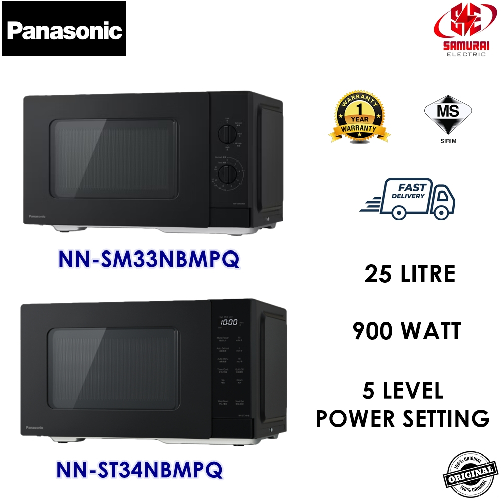 Panasonic 900 Watt Compact Solo Microwave 25 Litre Mechanical Dial NN ...