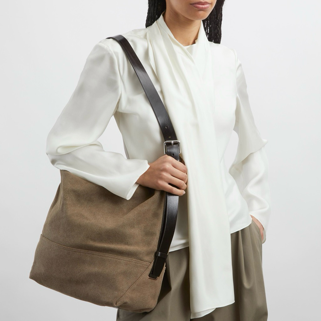 Paris Design Large Canvas Shoulder Tote Bag With Unique Genuine Leather ...