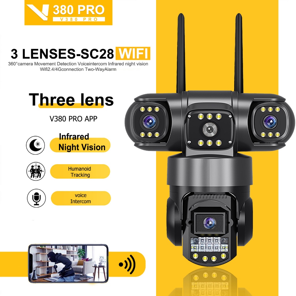 V380 Pro 12MP Outdoor CCTV Dual Camera Wifi Connect To Cellphone ...