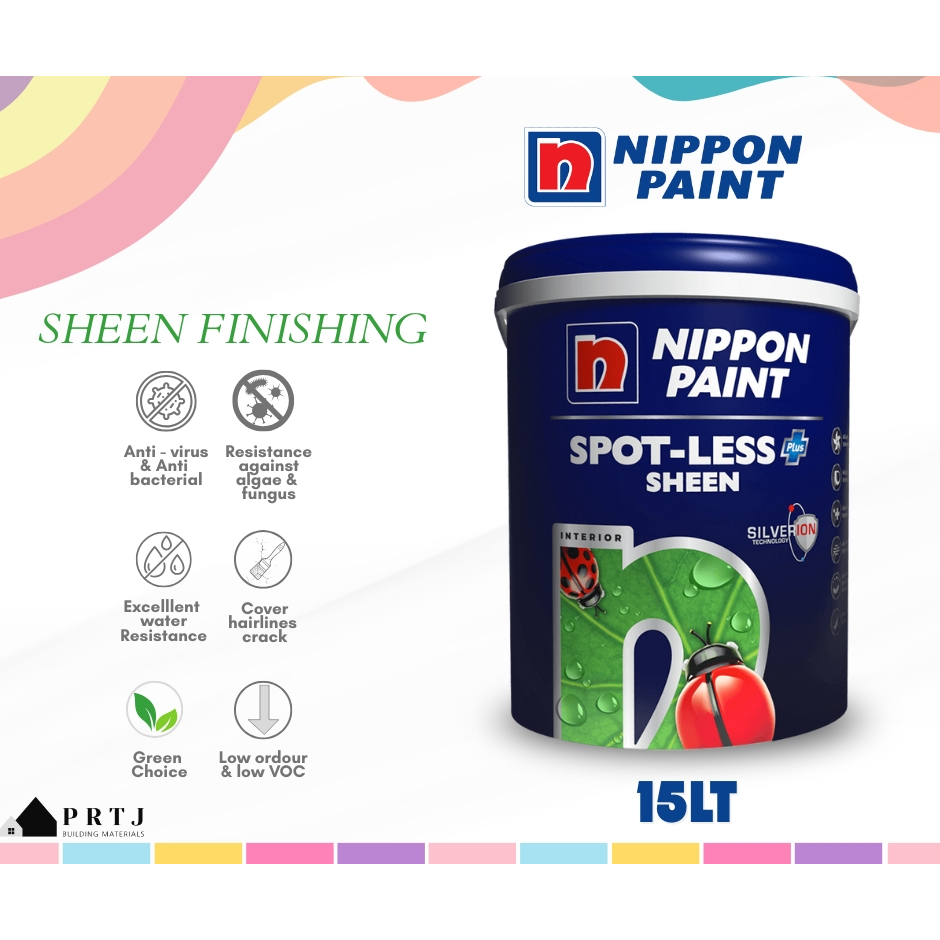 15L Nippon Paint Spot-less Plus Sheen Finishing / Interior Wall / Cat ...