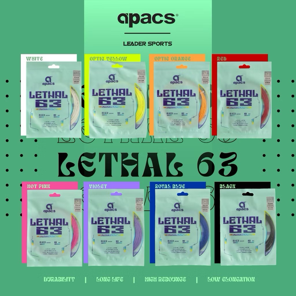 (MADE IN TAIWAN) APACS BADMINTON RACKET STRING LETHAL 63 (0.63MM ...