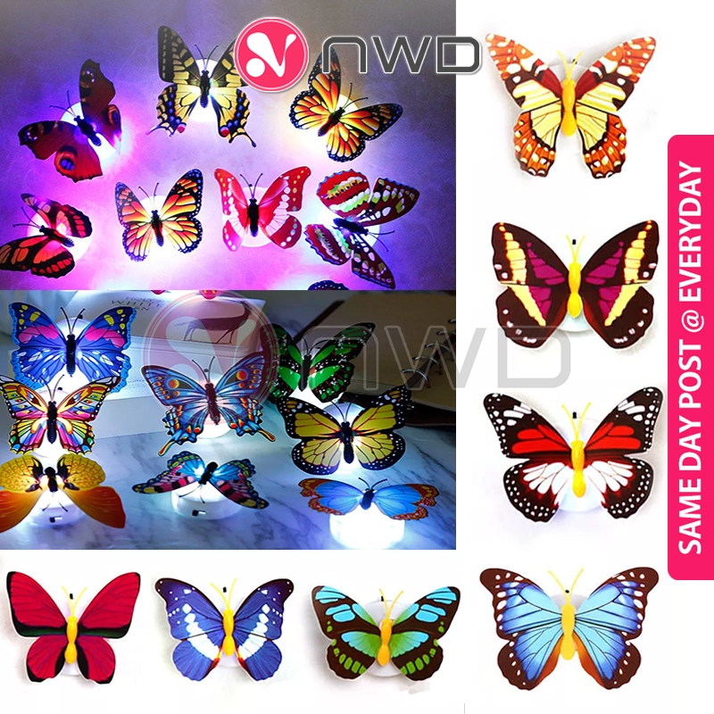 𝗖𝗢𝗟𝗢𝗥 𝗖𝗛𝗔𝗡𝗚𝗜𝗡𝗚 》Luminous Decorative Butterfly LED Light Indoor Outdoor ...