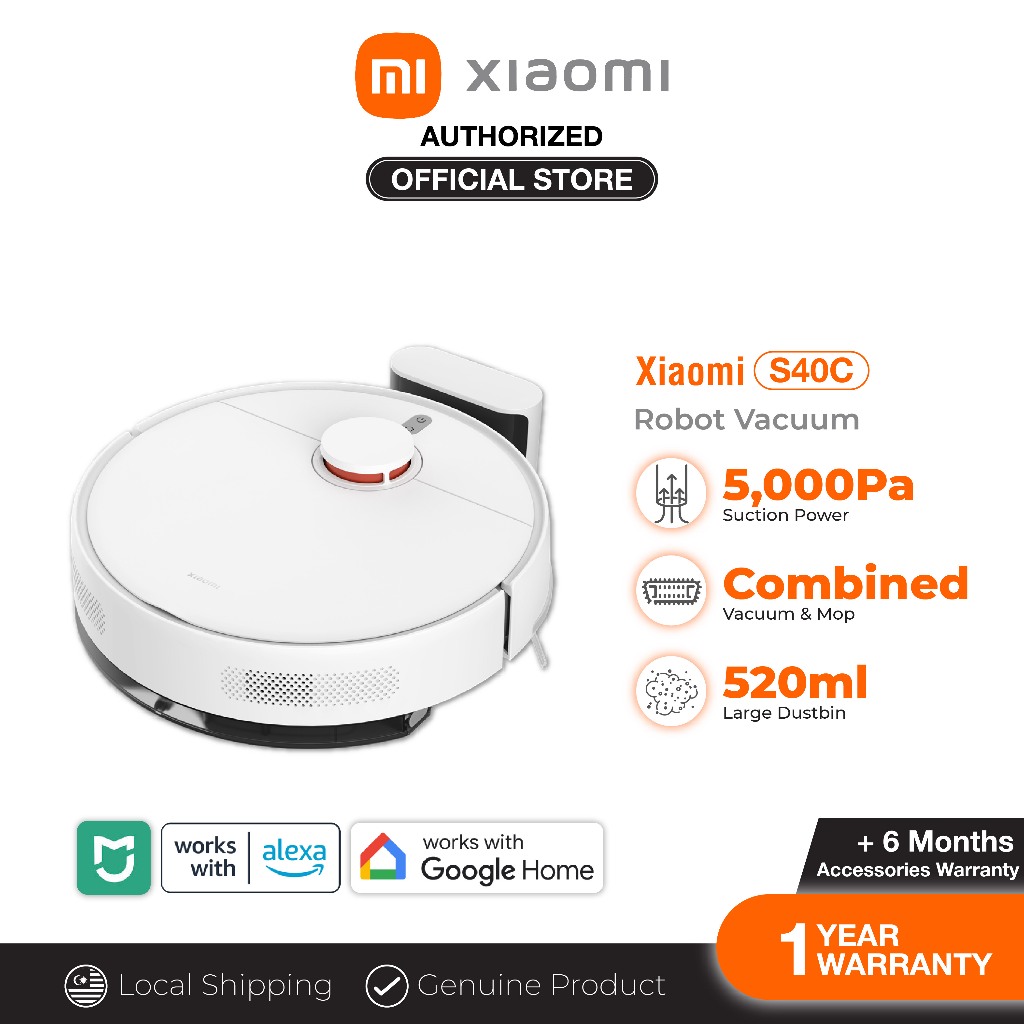 Xiaomi Robot Vacuum S40C 5,000Pa Power | Vacuum & Mop | 360 Room Scan ...