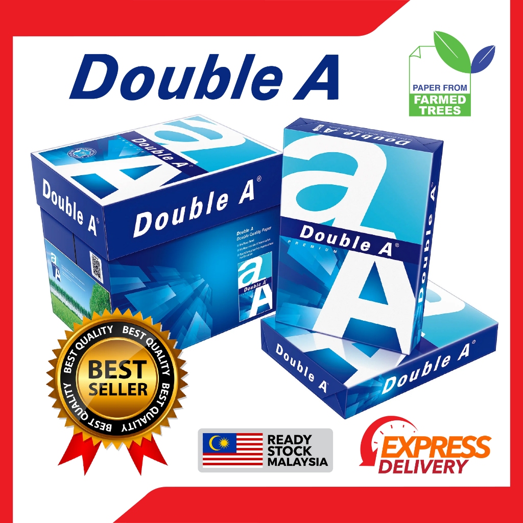 Double A A4 Paper 80gsm 100 sheets / 500 sheets Kertas Putih A4 80gsm ...
