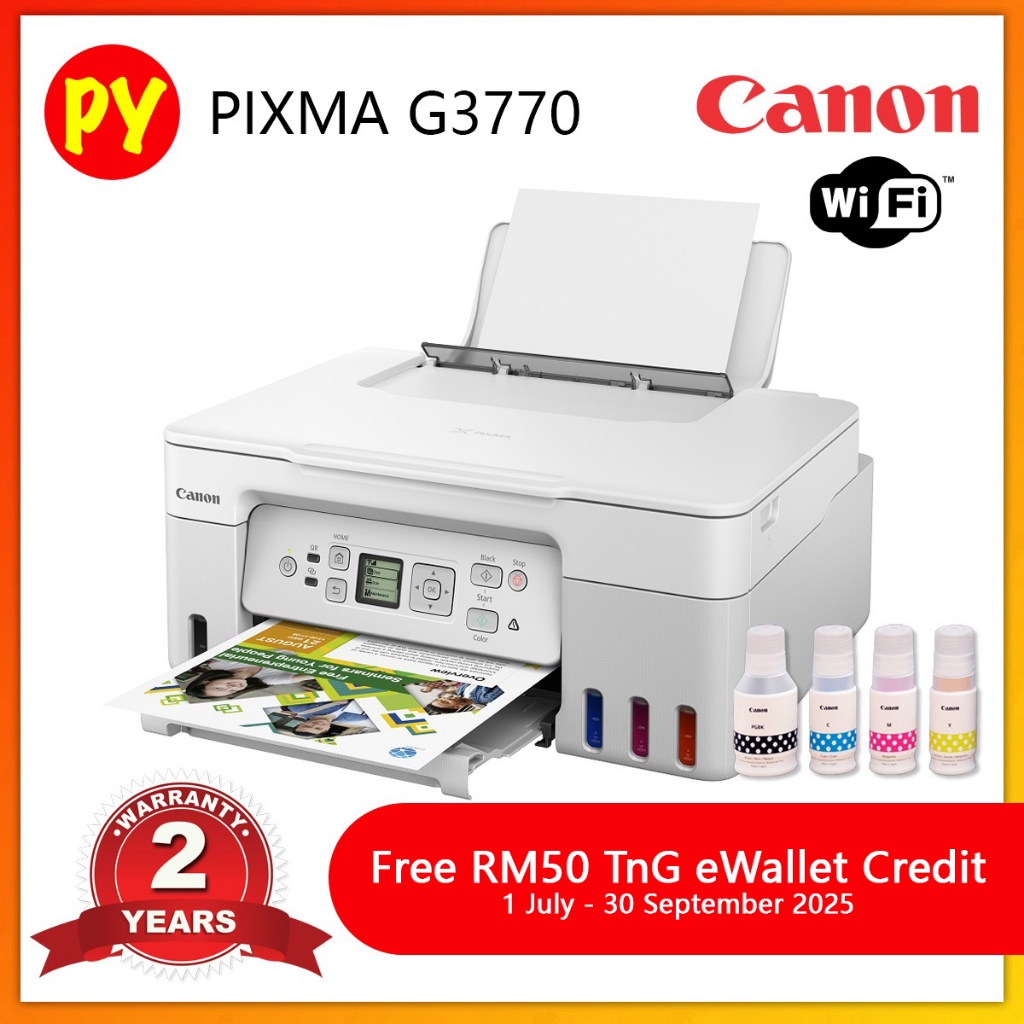 Canon PIXMA G3770 (Print, Scan, Copy, WiFi) G 3770 Refillable Ink Tank ...