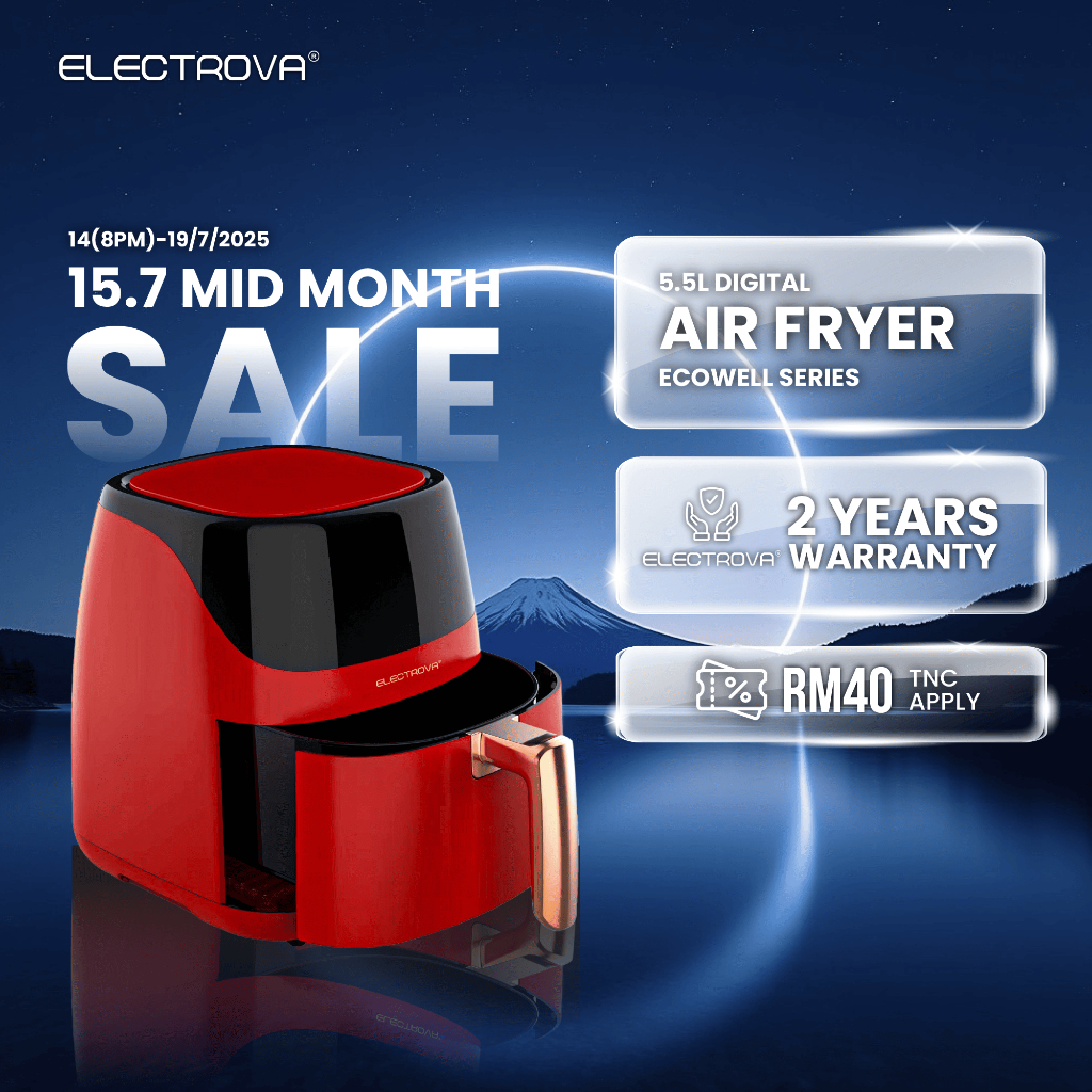 Electrova Premium 5.5L Large Air Fryer New Digital Ecowell Series | Shopee Malaysia