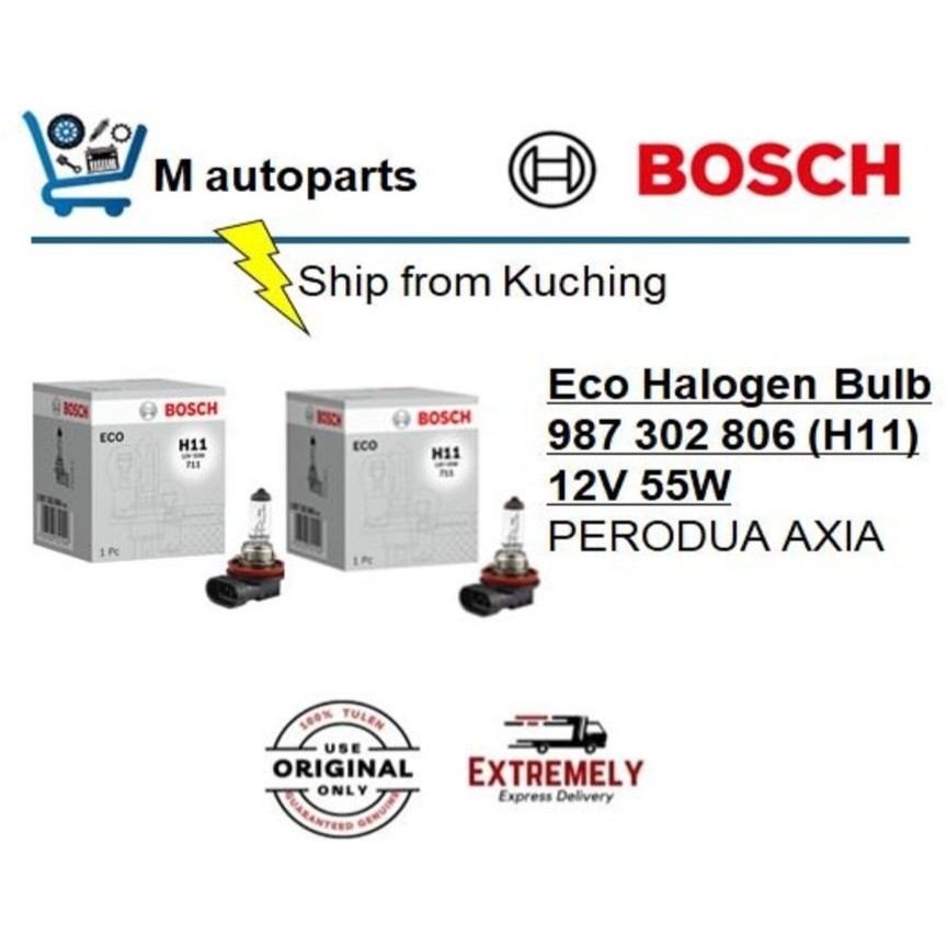 PERODUA AXIA BOSCH Eco H11 Bulb 12V 55W H11 (987 302 806) 2PCS | Shopee ...