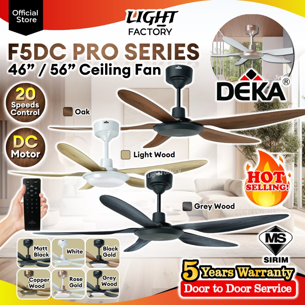 🔥UPGRADED F5DC🔥DEKA F5DC PRO 56" Baby Fan 46" 5 Blade DC Motor 20 ...