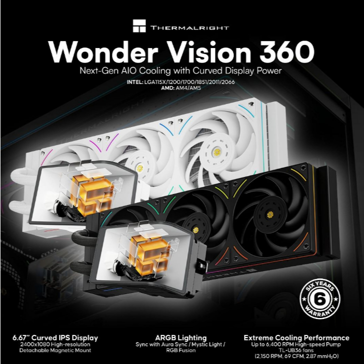 THERMALRIGHT Wonder Vision 360 UB ARGB BLACK / WHITE - Curved Display ...