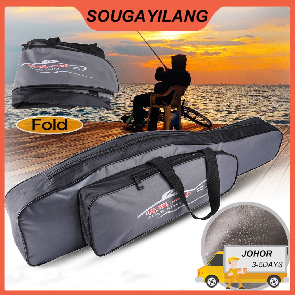 🔥Sougayilang Fishing Bag Black Foldable Fishing Rod Bag Waterproof ...