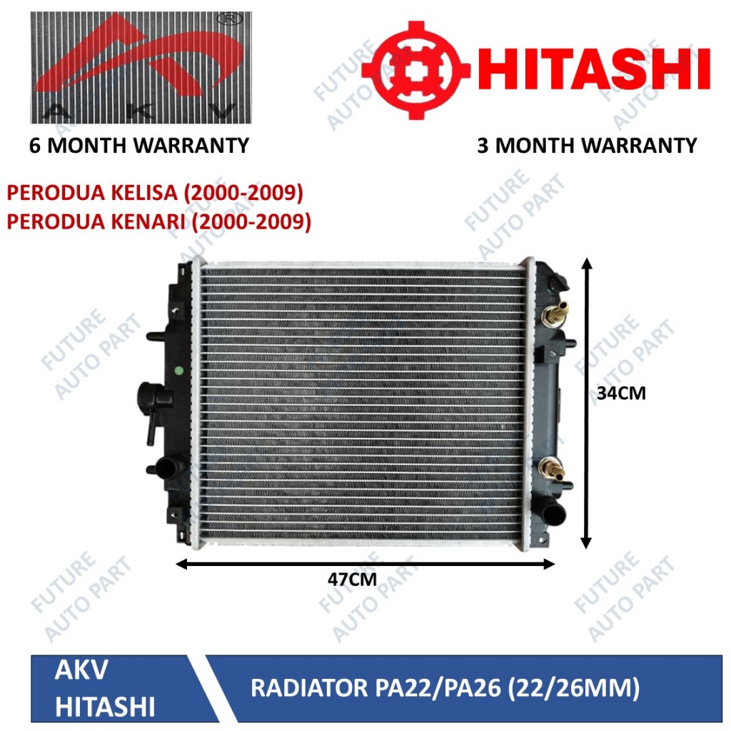 AKV / HITASHI RADIATOR PA22 PA26 PERODUA KELISA KENARI AUTO MANUAL ...
