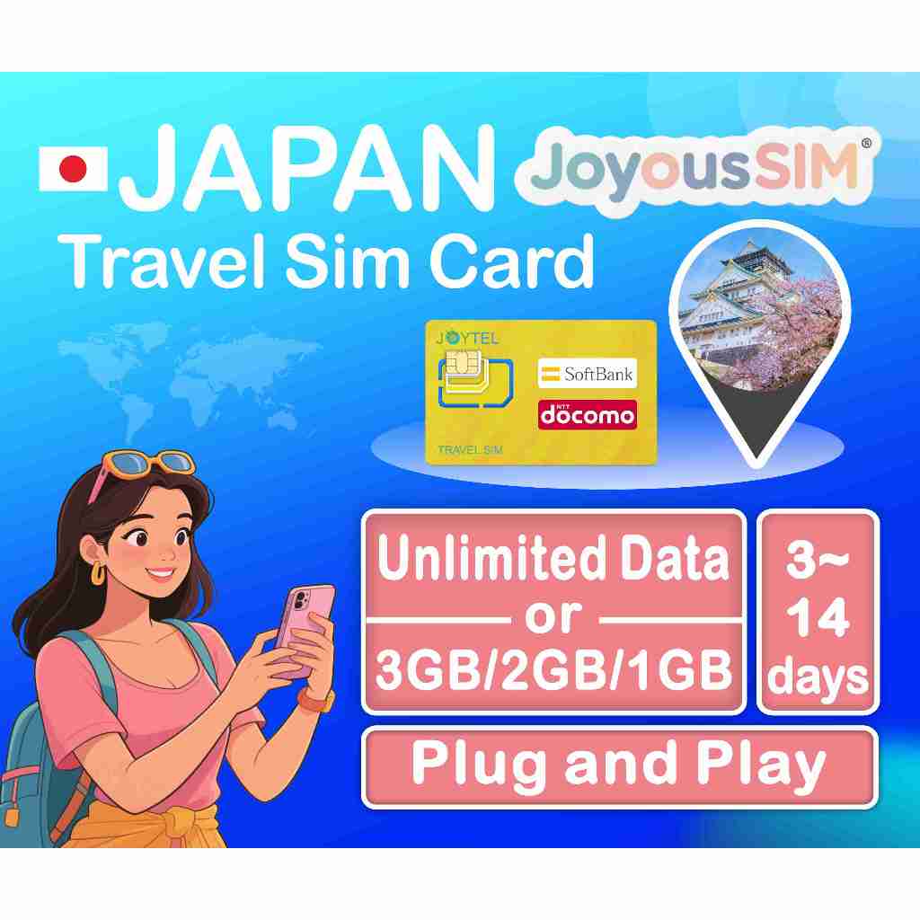 (Docomo/Softbank) Japan travel sim card, Unlimited data,or 3GB/2GB/1GB renew daily, 3~14days ...