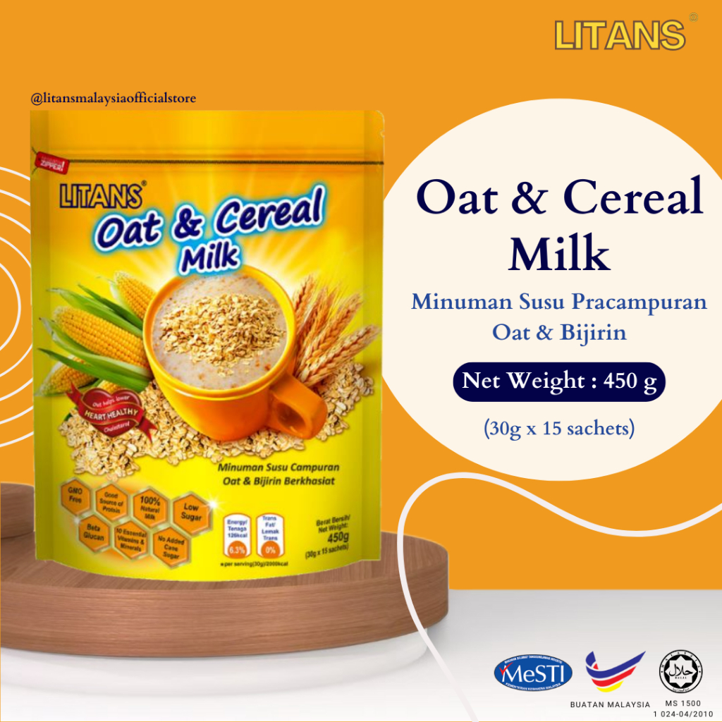 LITANS Oat & Cereal Milk Drink / Minuman Susu Pracampuran Oat & Bijirin ...