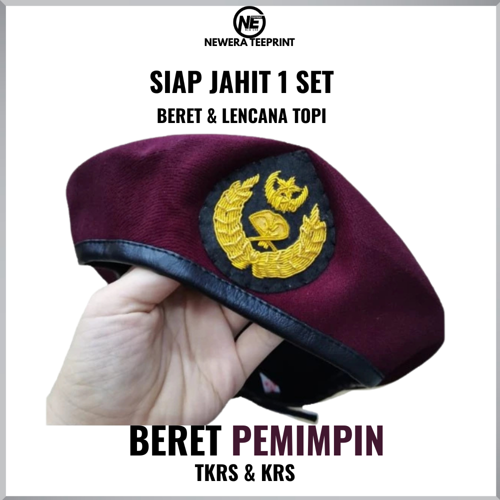 BERET MAROON ( WOOL ) PEMIMPIN Pegawai KRS / TKRS (1Set) siap jahit ...