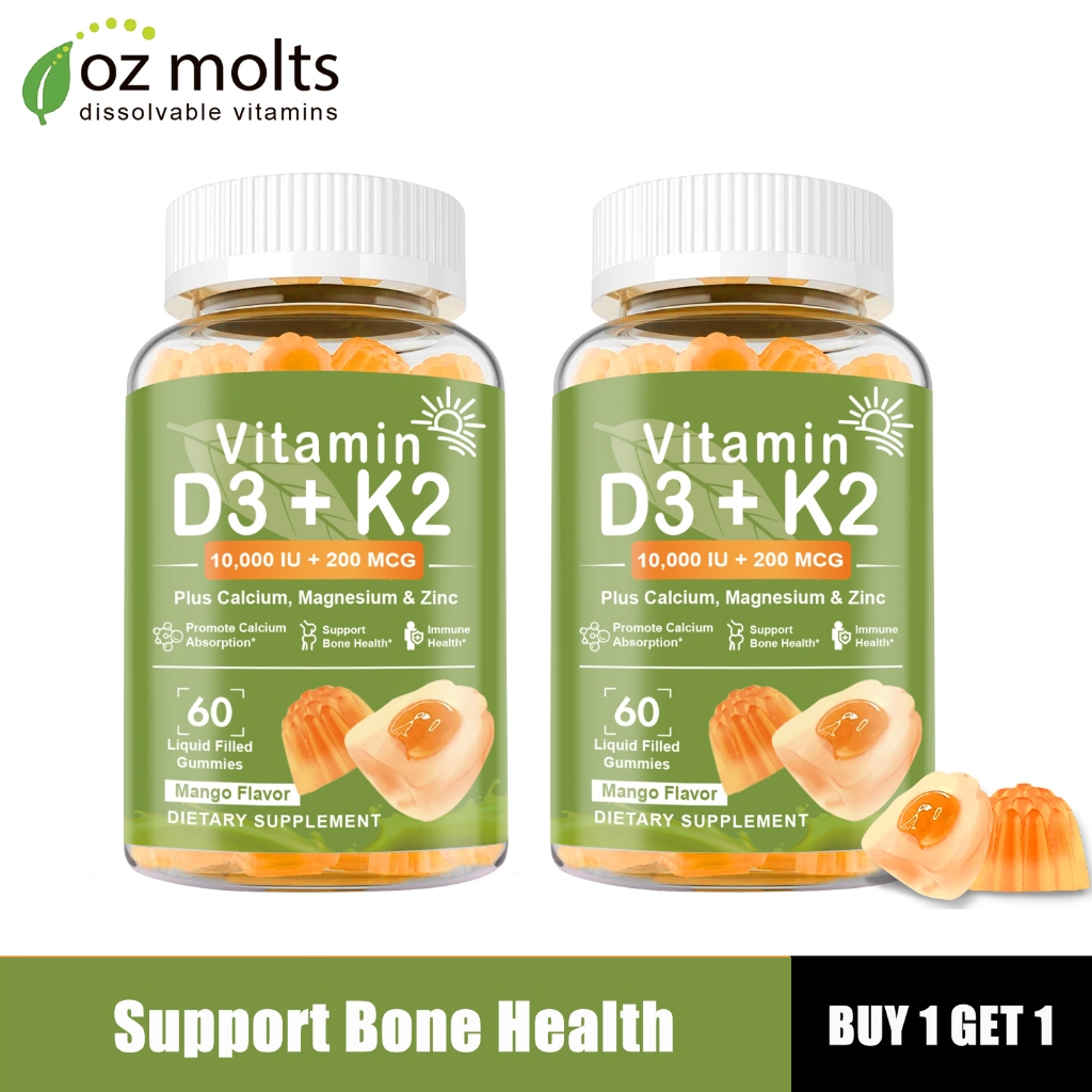 Ozmolts Vitamin D3+K2 Gummies For Vitamin D3 Vitamin K2 Gummie Support ...