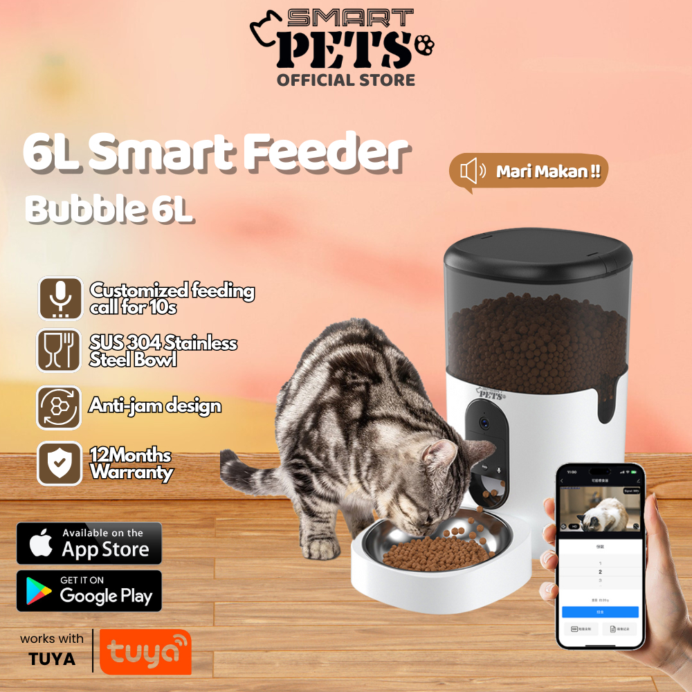 Smart Pets Bubble Smart Automatic Pet Feeder (Wi-Fi Version / Camera ...